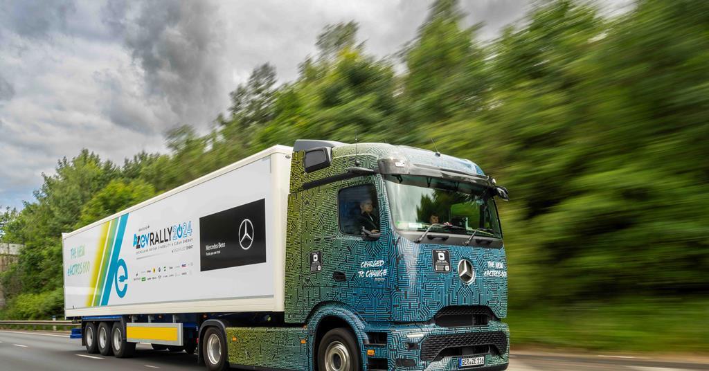 A battery-powered Mercedes-Benz eActros tractor unit has demonstrated ...