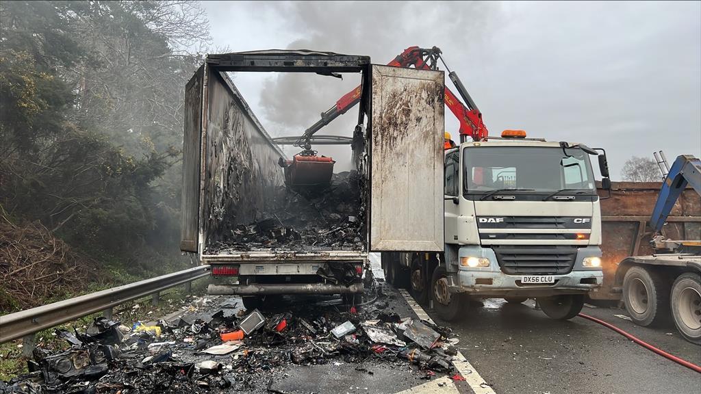 A major lorry fire on the M3 this week that fully closed part of the ...