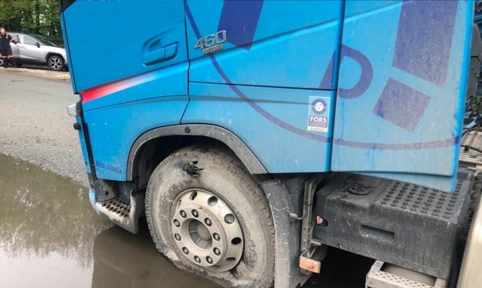 An HGV driver narrowly escaped death after his tipper collided with a ...